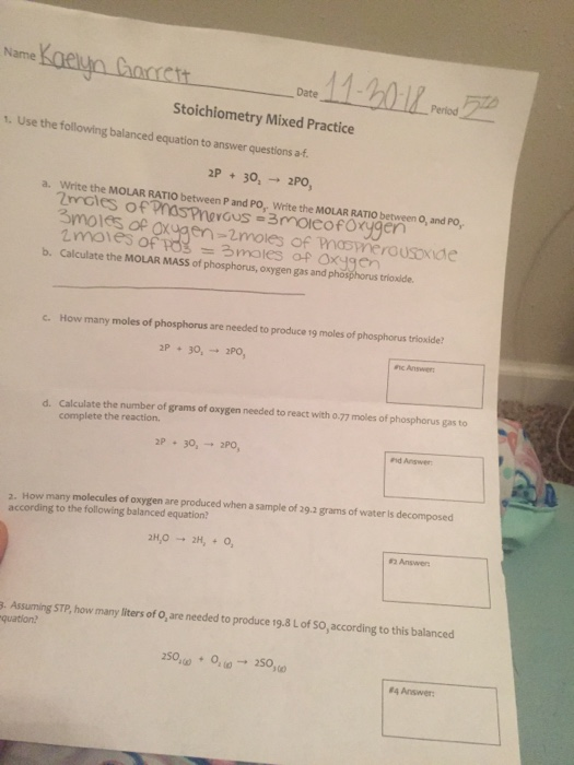 Solved Name Date Stoichiometry Mixed Practice 1. Use the | Chegg.com