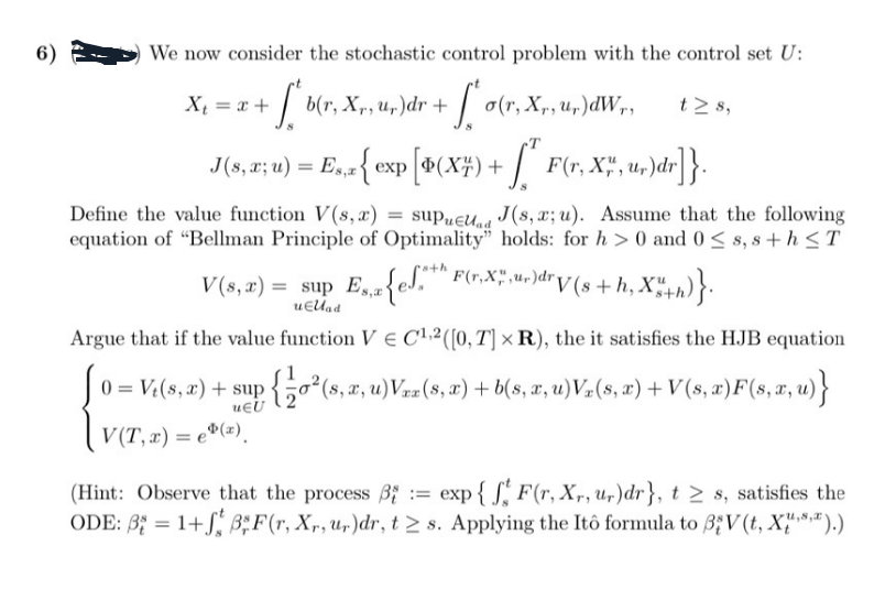 Solved We Now Consider The Stochastic Control Problem With