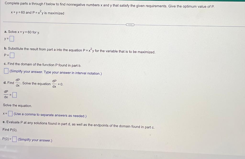 Solved Complete parts a through f below to find nonnegative | Chegg.com