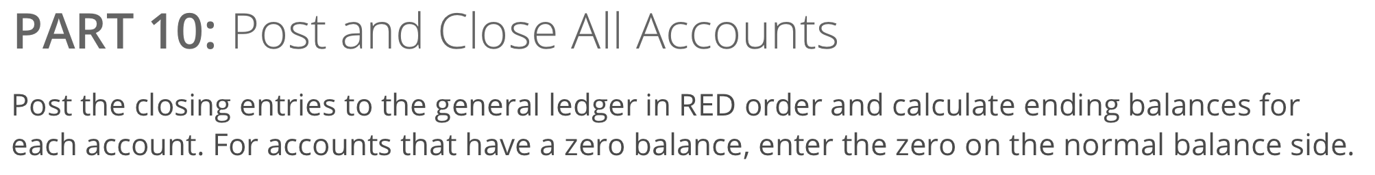 Solved PART 10: Post and Close All Accounts Post the closing | Chegg.com