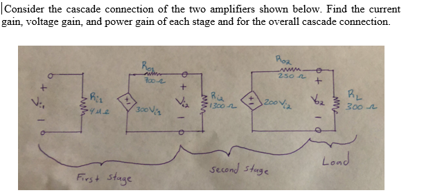 Solved Consider the cascade connection of the two amplifiers | Chegg.com
