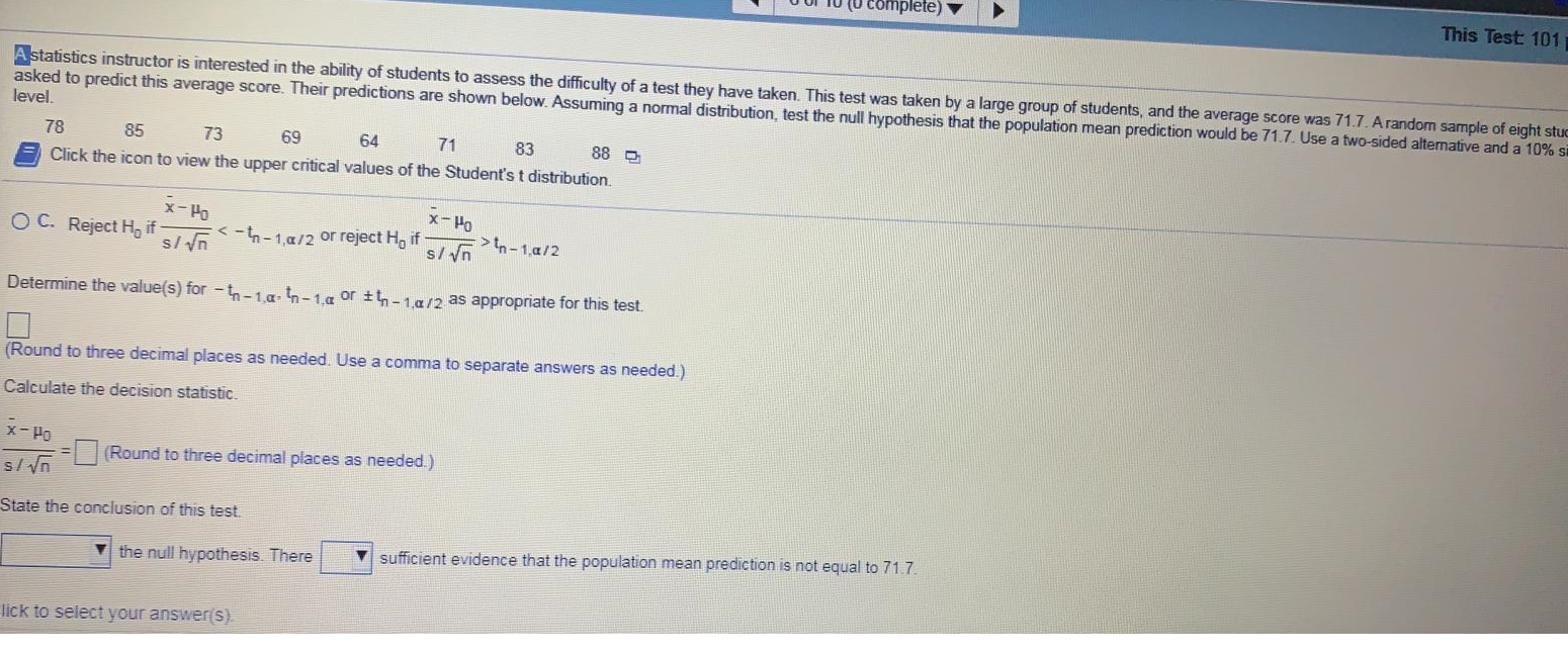 Solved This Test 101 pts POSSE A statistics instructor is | Chegg.com