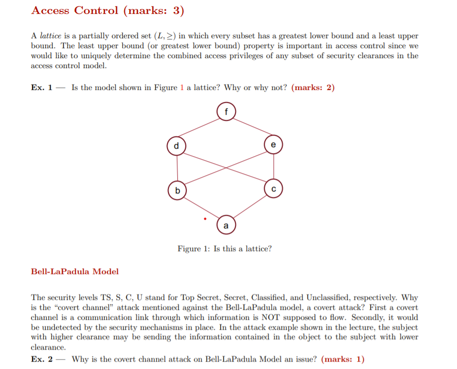 Solved Access Control (marks: 3) A lattice is a partially | Chegg.com