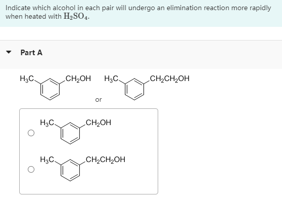 Solved Indicate which alcohol in each pair will undergo an | Chegg.com