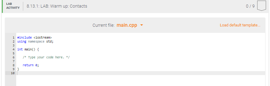 Solved 8.13 LAB: Warm up: Contacts You will be building a | Chegg.com