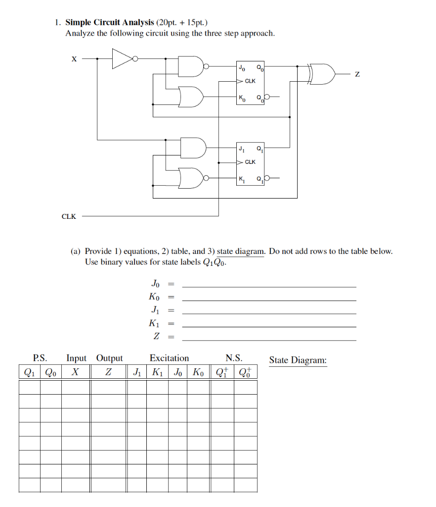 Solved 1. Simple Circuit Analysis (20pt. +15pt.) Analyze the | Chegg.com