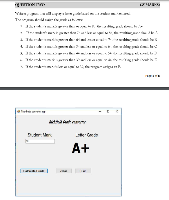 Solved QUESTION TWO (35 MARKS) Write a program that will | Chegg.com