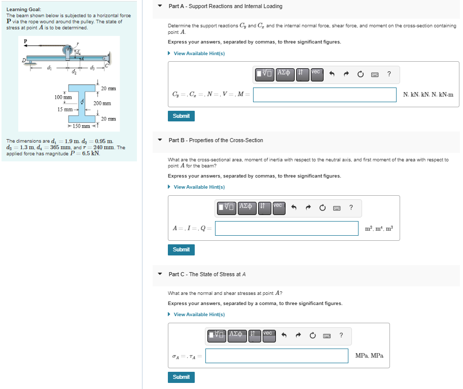 Solved Learning Goal: Part A - Support Reactions and | Chegg.com