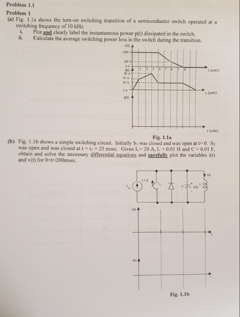 Solved Problem 1.1 Problem 1 (a) Fig. 1.la shows the turn-on | Chegg.com