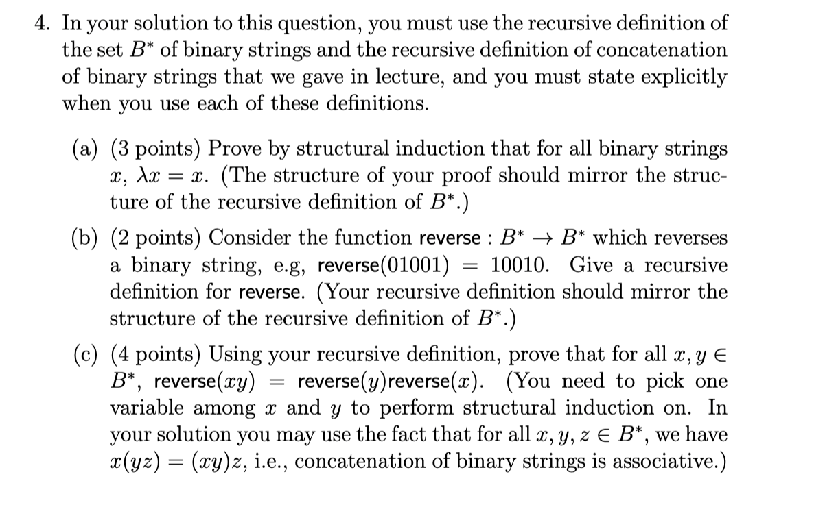 Solved 4. In your solution to this question, you must use | Chegg.com