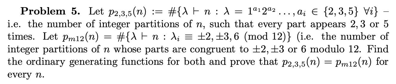 Solved = Problem 5. Let P2,3,5(n) #{En:1 = 141202 ... ,Q; E | Chegg.com