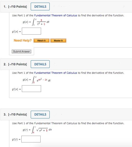 Solved Use Part 1 of the Fundamental Theorem of Calculus | Chegg.com