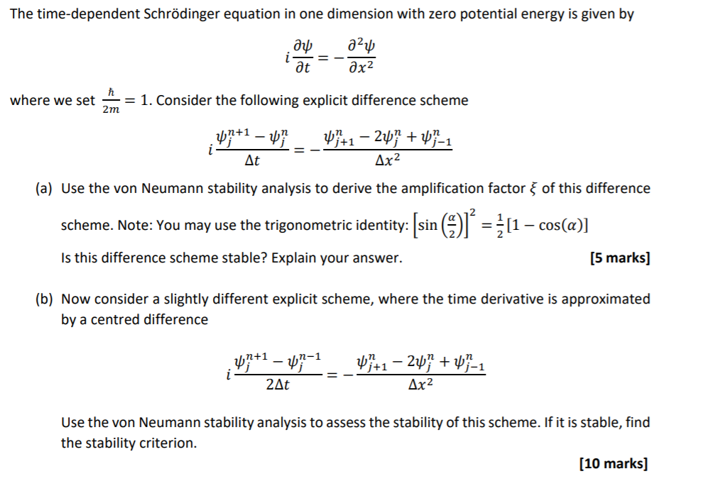 Solved The time-dependent Schrödinger equation in one | Chegg.com
