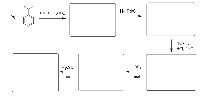 Solved HNO3, H2SO4 H2, Pd/C (a) NaNO2 HCI, O °C HyCro HBF4 | Chegg.com