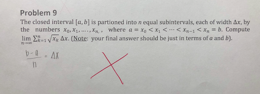 Solved Problem 9 The closed interval [a,b] is partioned into | Chegg.com
