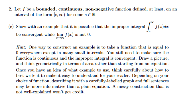 Solved 2. Let f be a bounded, continuous, non-negative | Chegg.com