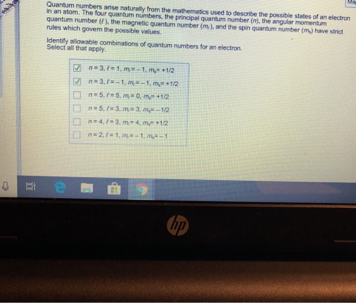 Solved Quantum numbers arise naturally from the mathematics | Chegg.com
