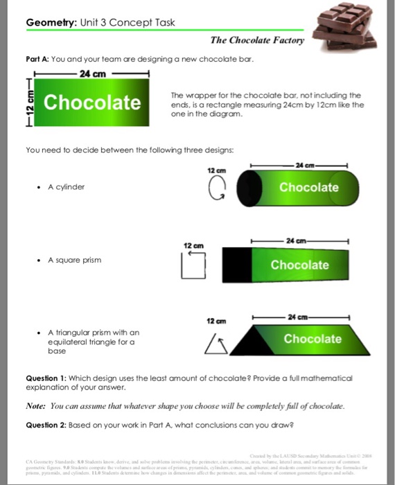 Solved Geometry: Unit 3 Concept Task The Chocolate Factory | Chegg.com