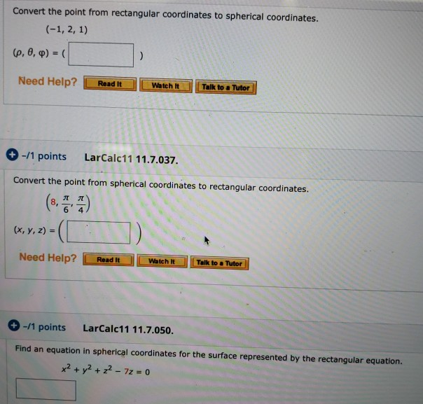 Solved Convert the point from rectangular coordinates to | Chegg.com