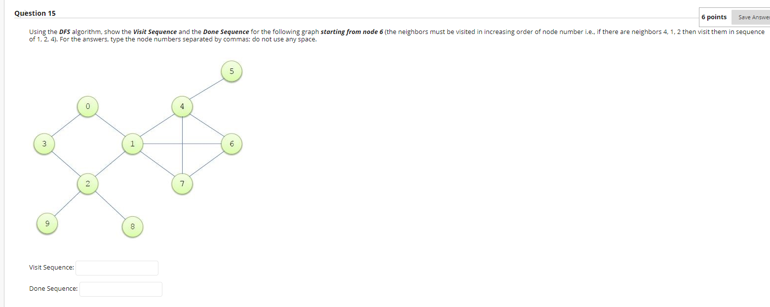 Solved Question 15 6 Points Save Answer Using The Dfs 