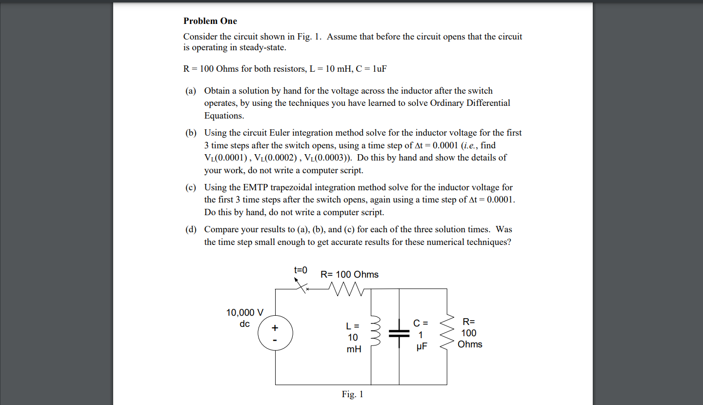 Problem One Consider the circuit shown in Fig. 1. | Chegg.com