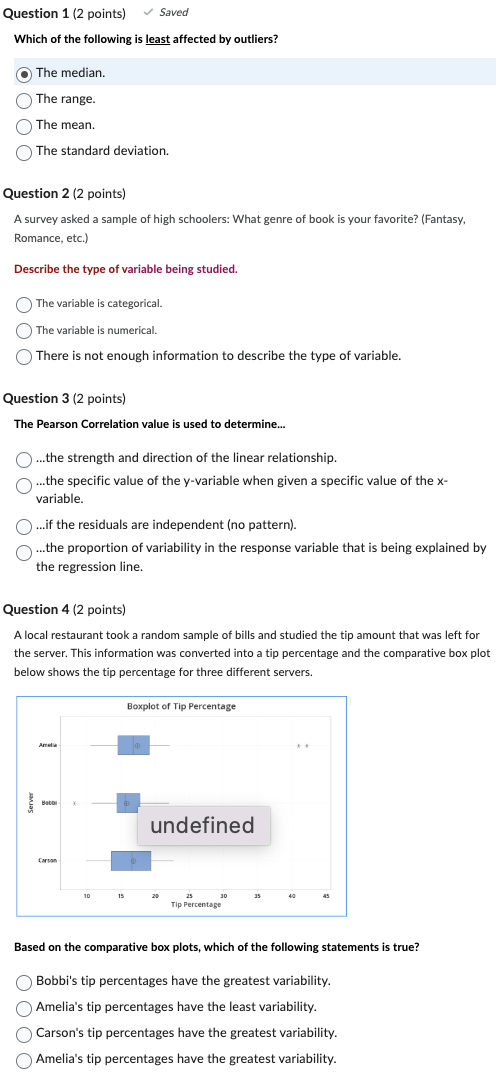 Solved Question 1 (2 points) Saved Which of the following is | Chegg.com