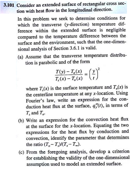 Solved 3.101 Consider an extended surface of rectangular | Chegg.com