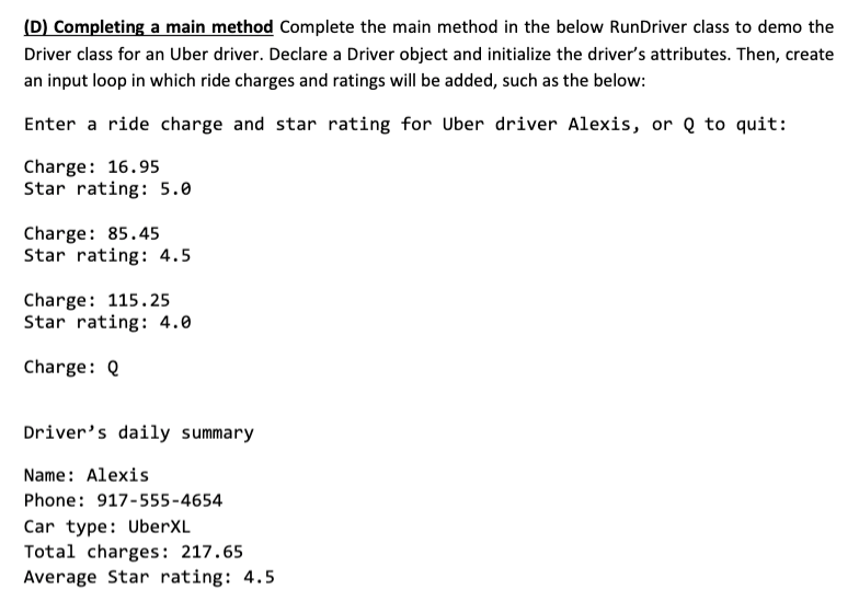 Solved Exam 2- Uber Program using Inheritance and Interfaces | Chegg.com