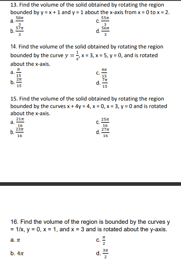 Solved 13. Find the volume of the solid obtained by rotating | Chegg.com
