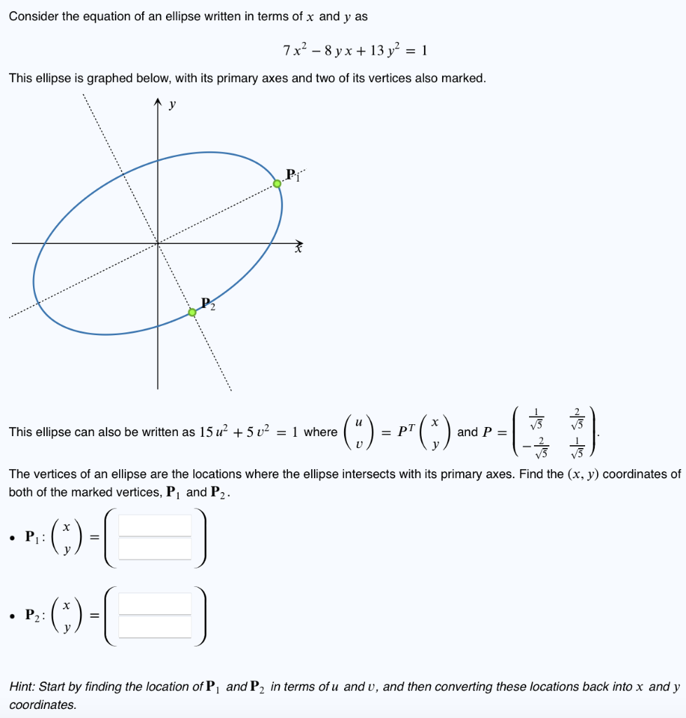 Solved Consider The Equation Of An Ellipse Written In Terms 