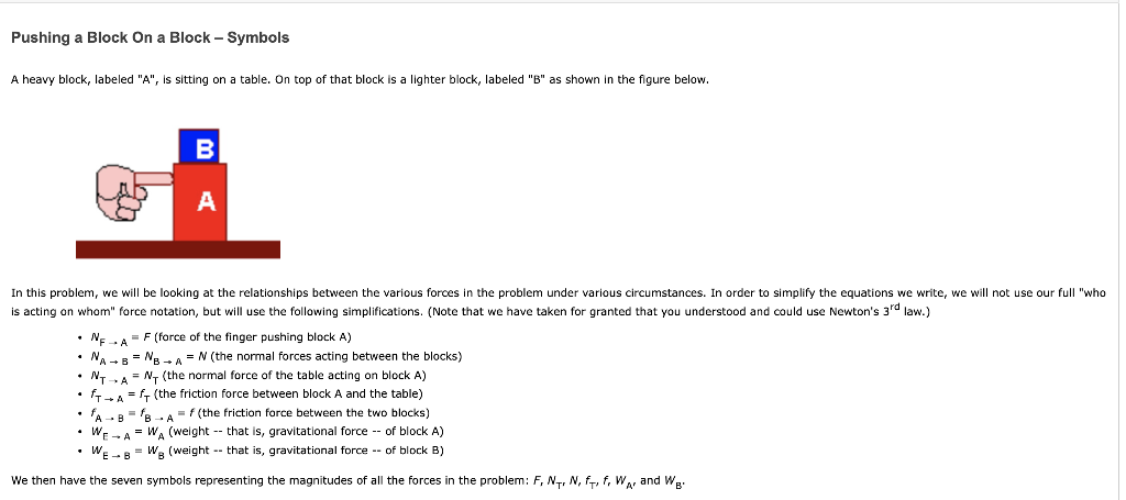 Solved Pushing a Block On a Block - Symbols A heavy block, | Chegg.com