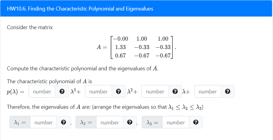 Solved Hw10 6 Finding The Characteristic Polynomial And
