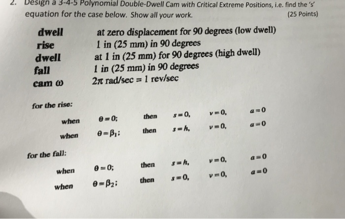 Solved 2. Design a 3-4-5 Polynomial Double-Dwell Cam with | Chegg.com