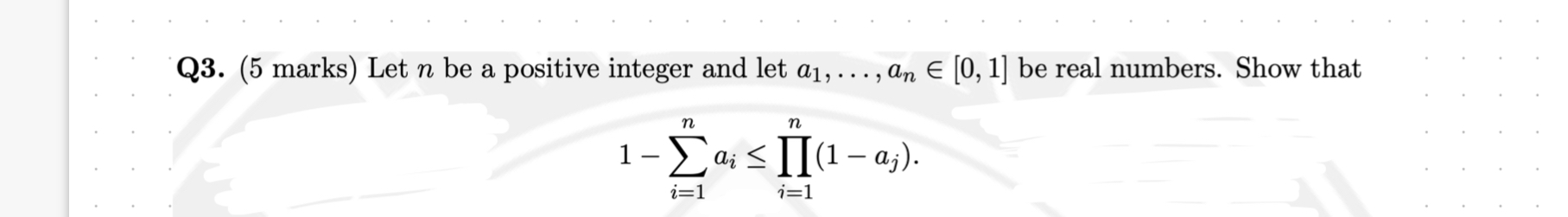 Solved Q3. (5 ﻿marks) ﻿Let n ﻿be a positive integer and let | Chegg.com