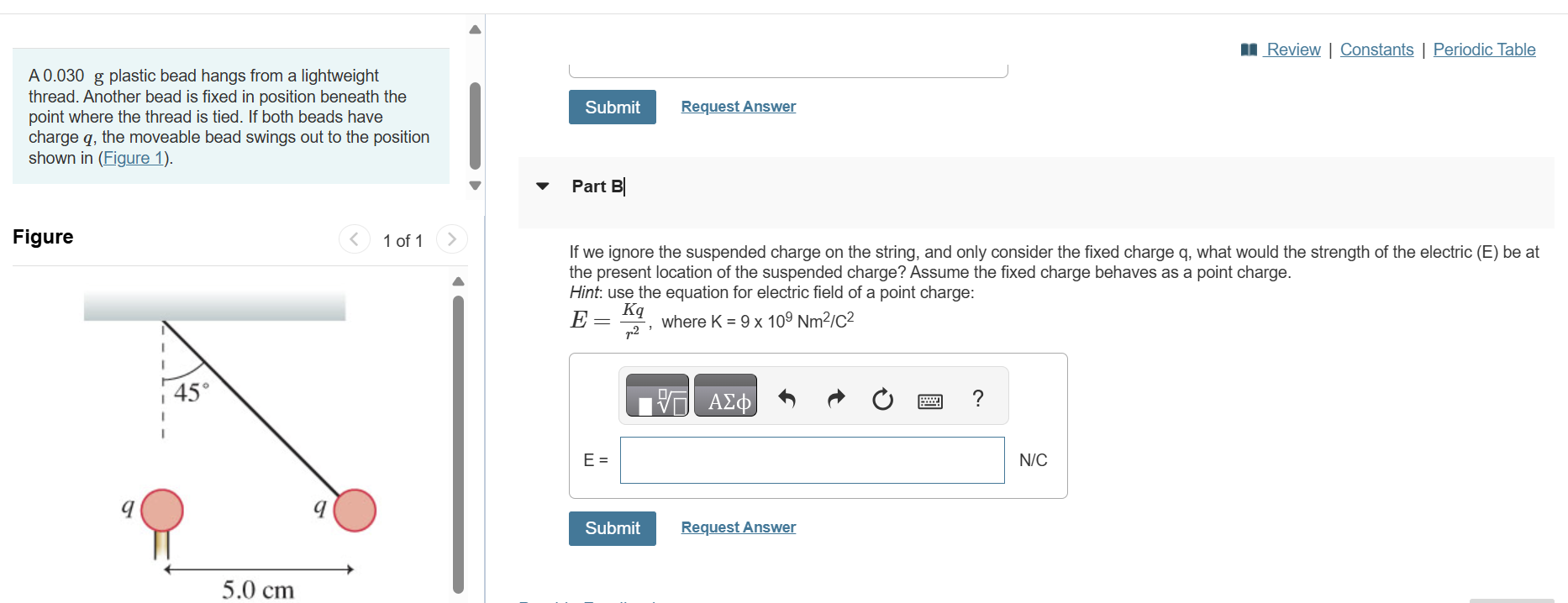 Solved Part B|If we ignore the suspended charge on the | Chegg.com
