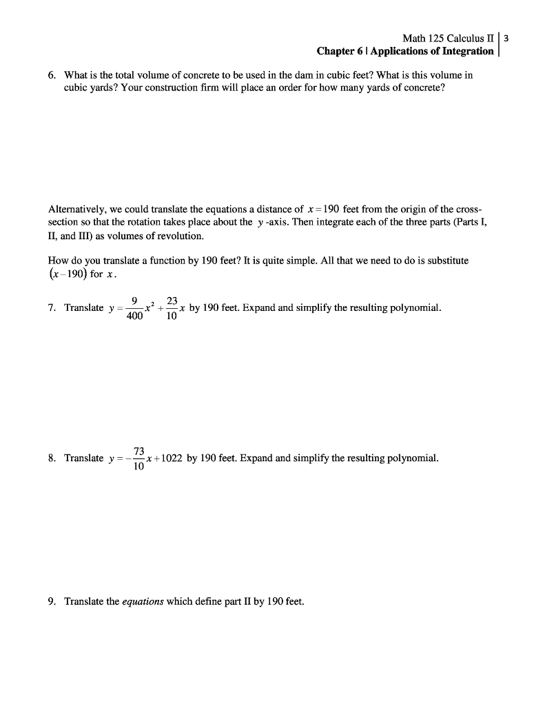 Solved Math 125 Calculus II 1 Chapter 6 1 Applications of | Chegg.com
