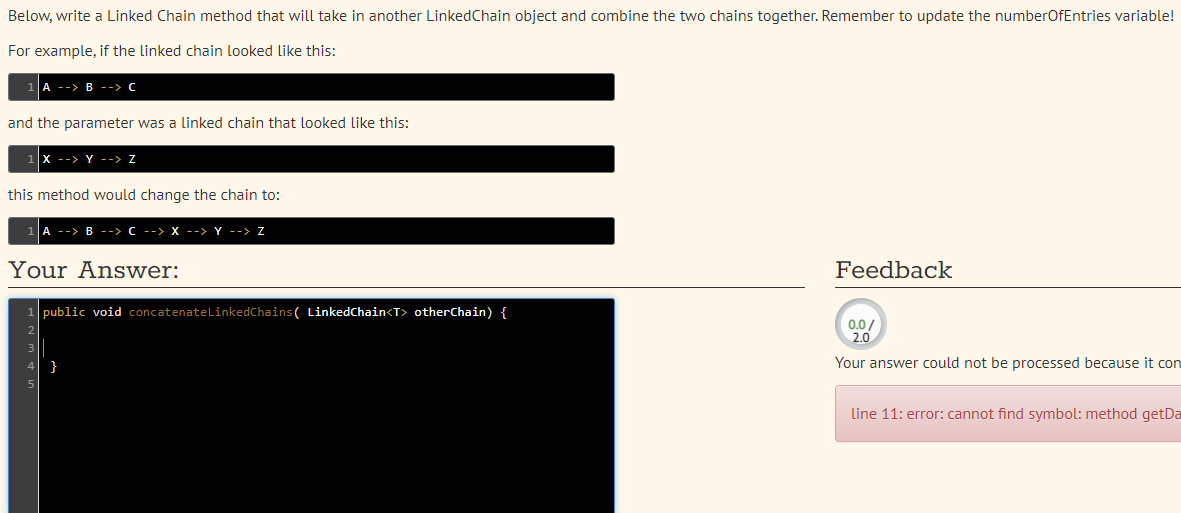 Solved X785: Concatenate Linked Chains Consider the | Chegg.com