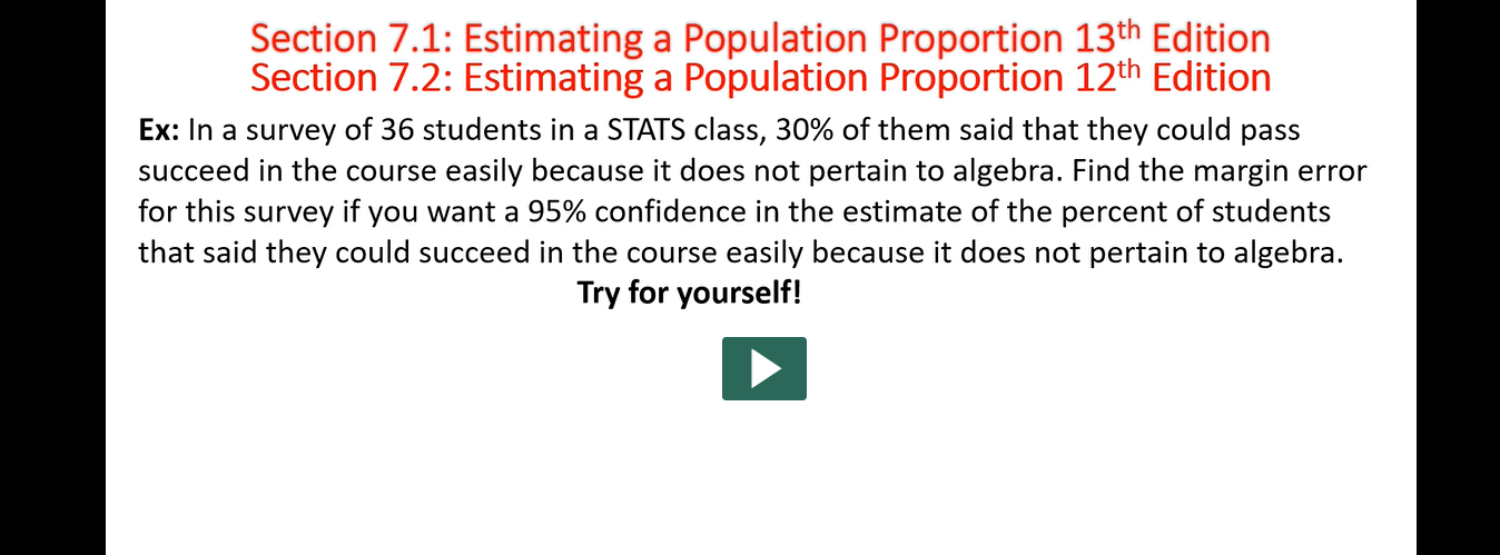 Solved Section 7.1: Estimating a Population Proportion 13th | Chegg.com