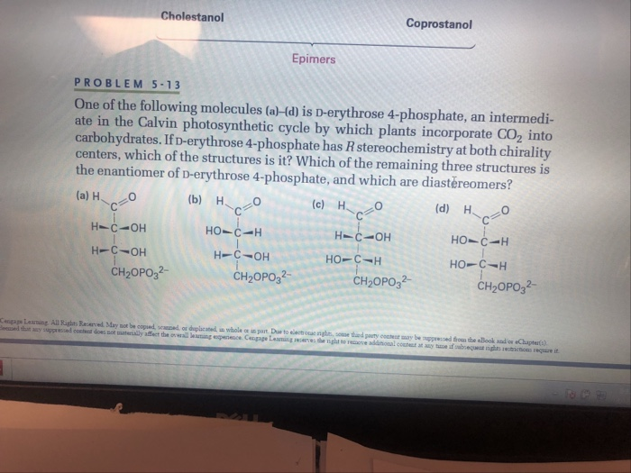 Solved Cholestanol Coprostanol Epimers PROBLEM 5-13 One of | Chegg.com