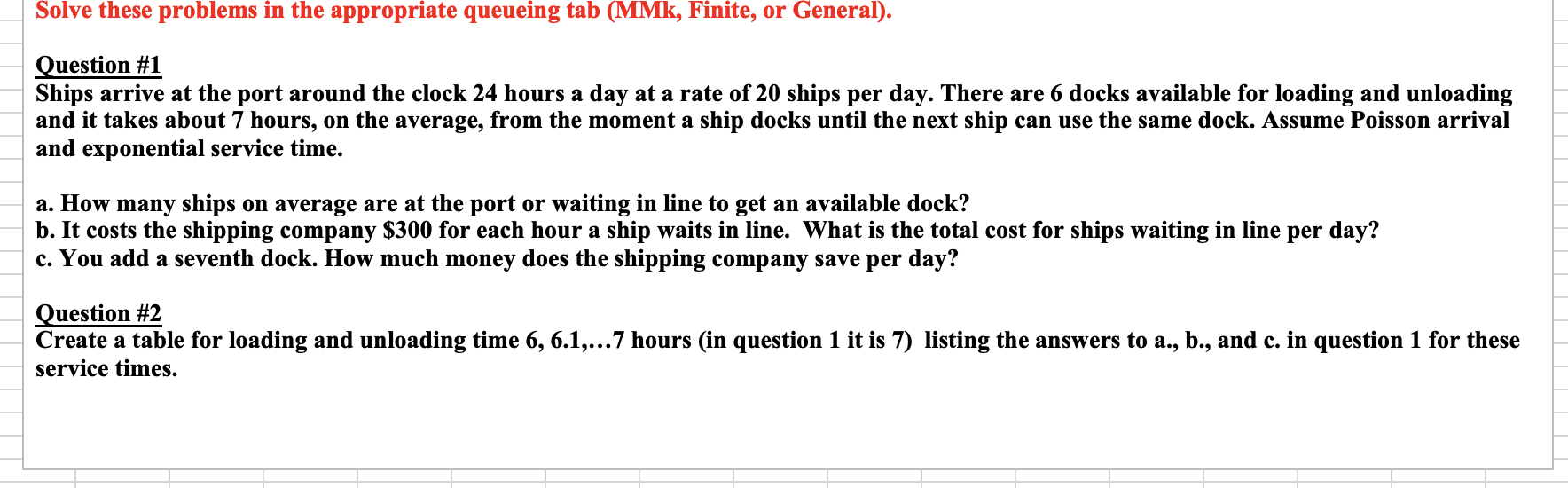 Solved Solve these problems in the appropriate queueing tab | Chegg.com