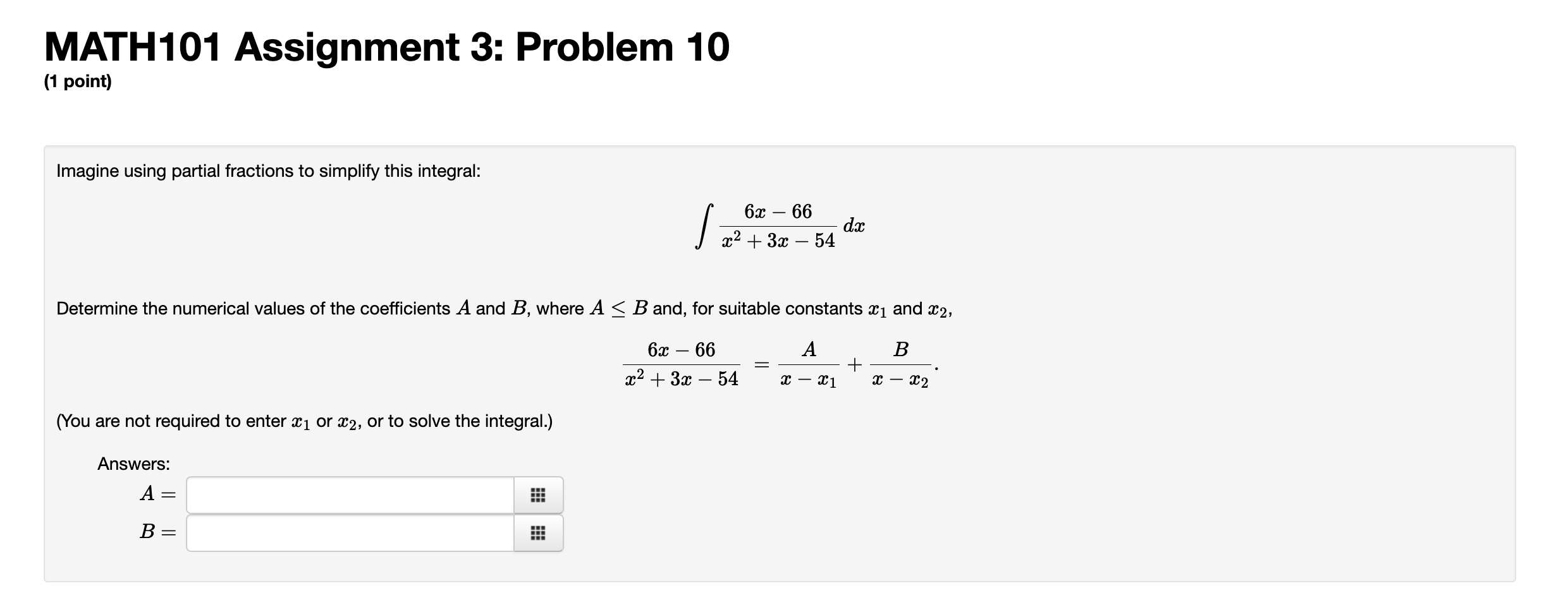Solved MATH101 Assignment 3: Problem 10 (1 point) Imagine | Chegg.com
