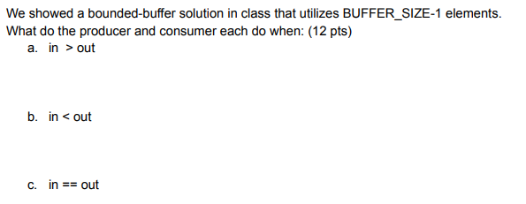 We showed a bounded-buffer solution in class that | Chegg.com