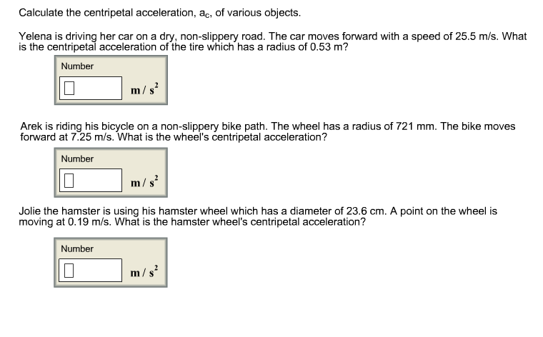 Solved Calculate the centripetal acceleration, ac, of | Chegg.com