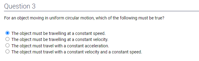Solved For an object moving in uniform circular motion, | Chegg.com