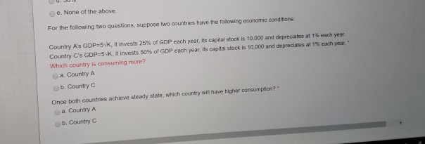 Solved Country A produces GDP according to the following | Chegg.com