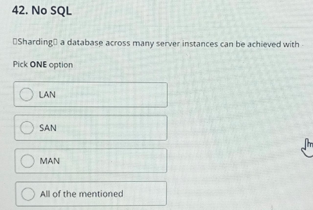Solved No SQLDSharding ﻿database across many server | Chegg.com