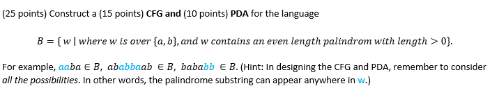 (25 points) Construct a (15 points) CFG and (10 | Chegg.com