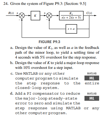 [Solved]: 24. Given the system of Figure P9.3: [Section: 9