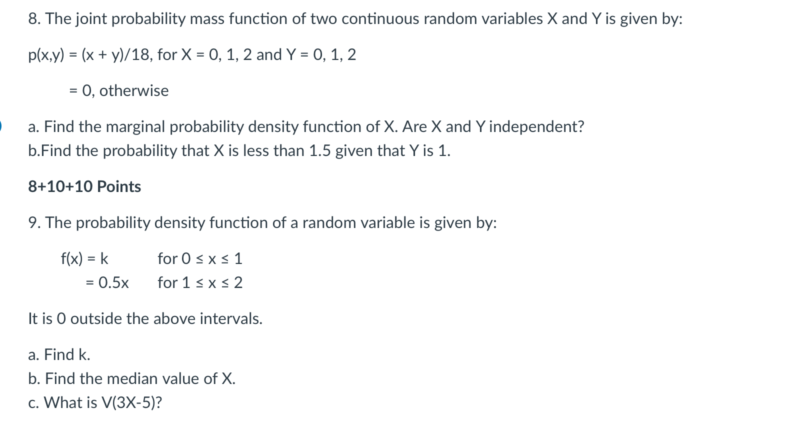 Solved 8. The joint probability mass function of two | Chegg.com