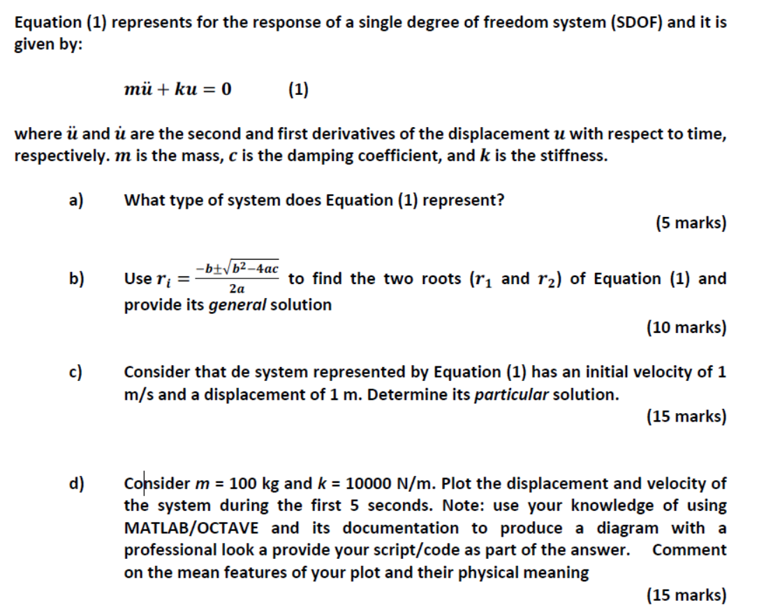 Solved Equation (1) represents for the response of a single | Chegg.com